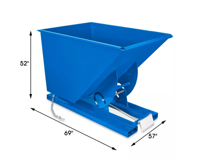 Standard Quick Release Steel Dumping Hopper - 2 Cubic Yard, Blue ...