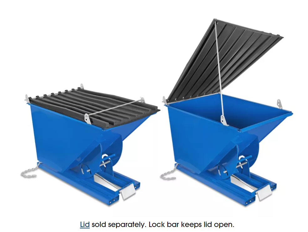 Standard Quick Release Steel Dumping Hopper - 2 Cubic Yard, Blue ...